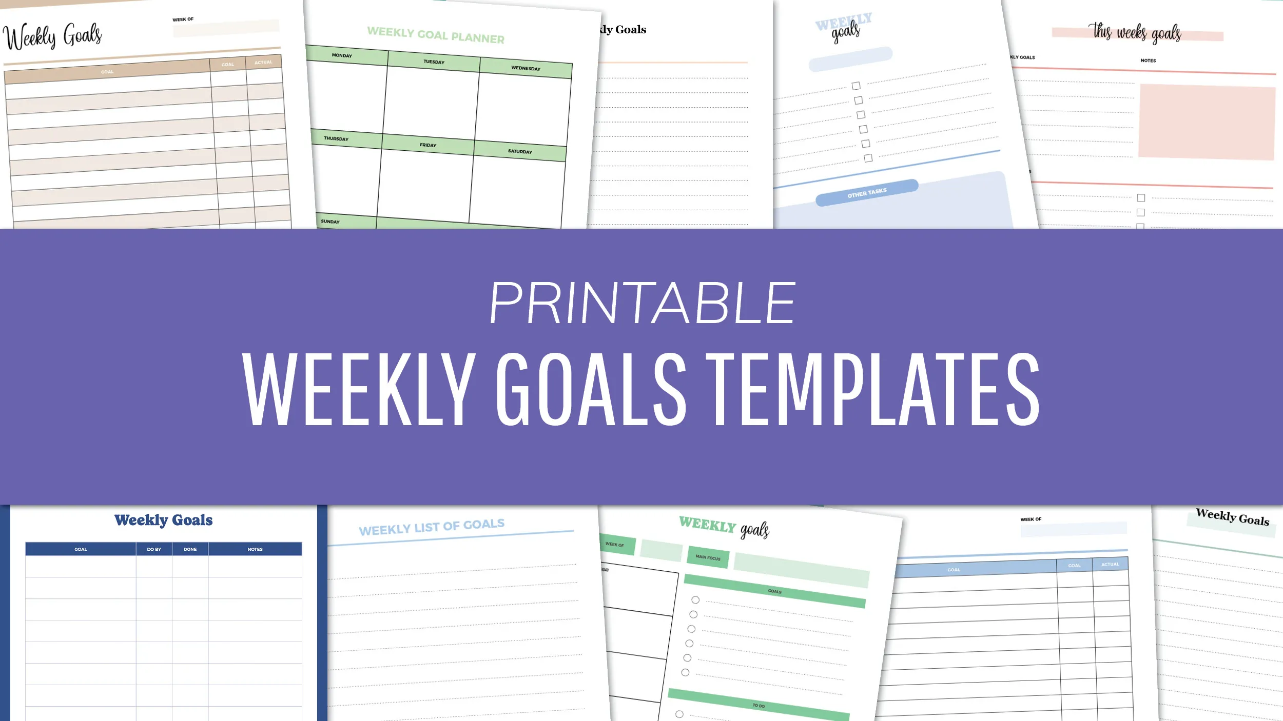 Weekly Goal Planners - 16 FREE Goal Setting Templates (PDF)