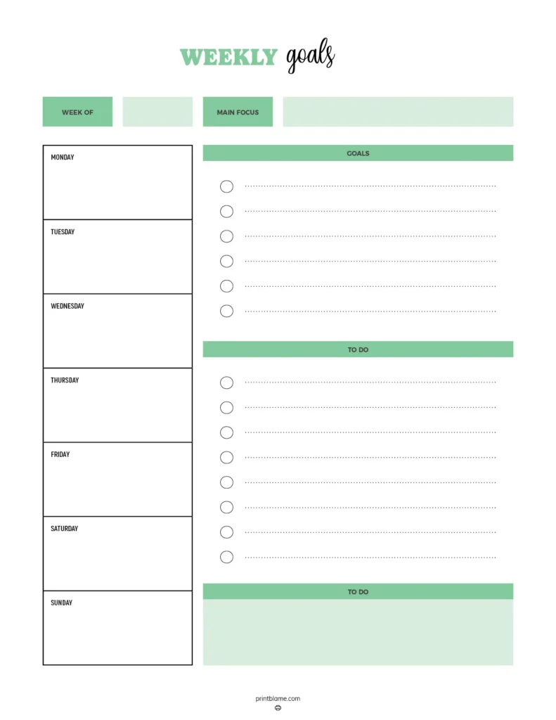 Weekly Goal Planners - 16 FREE Goal Setting Templates (PDF)