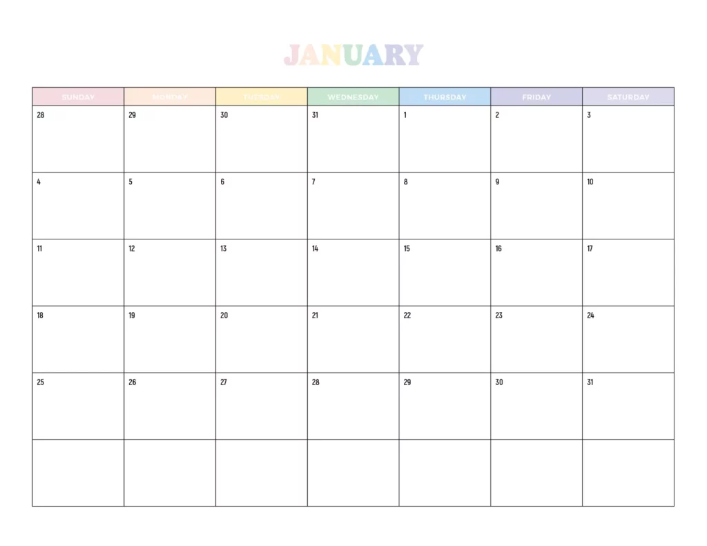 January 2026 Calendar Printable – 40+ FREE Monthly Calendars
