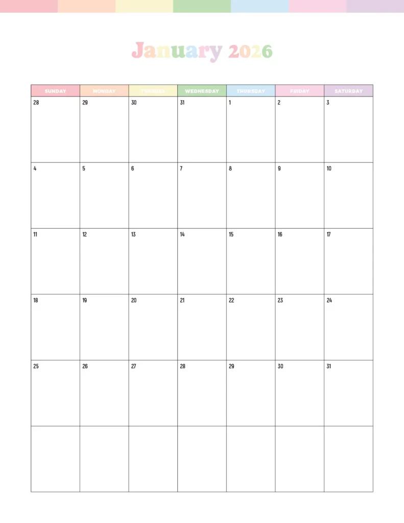 January 2026 Calendar Printable – 40+ FREE Monthly Calendars