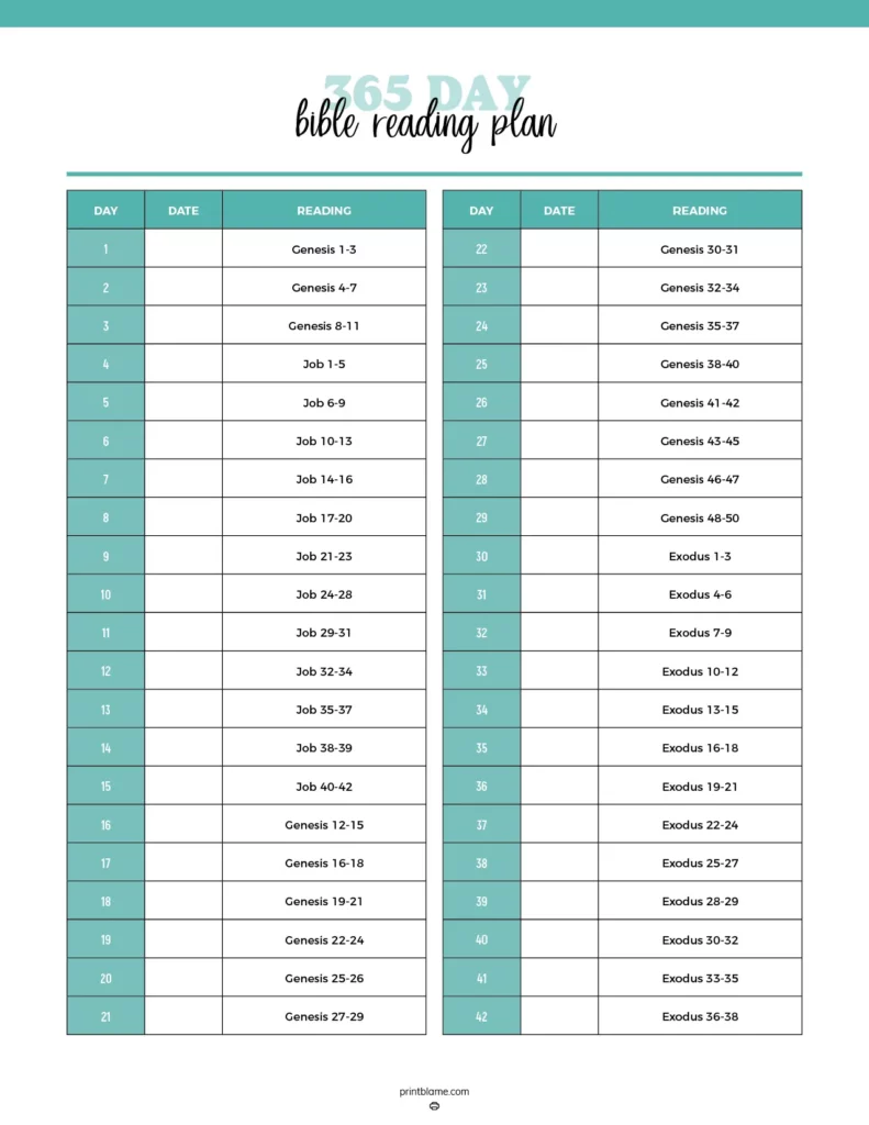 365 Day Bible Reading Plan PDF Free - Free Daily Scripture Tracker